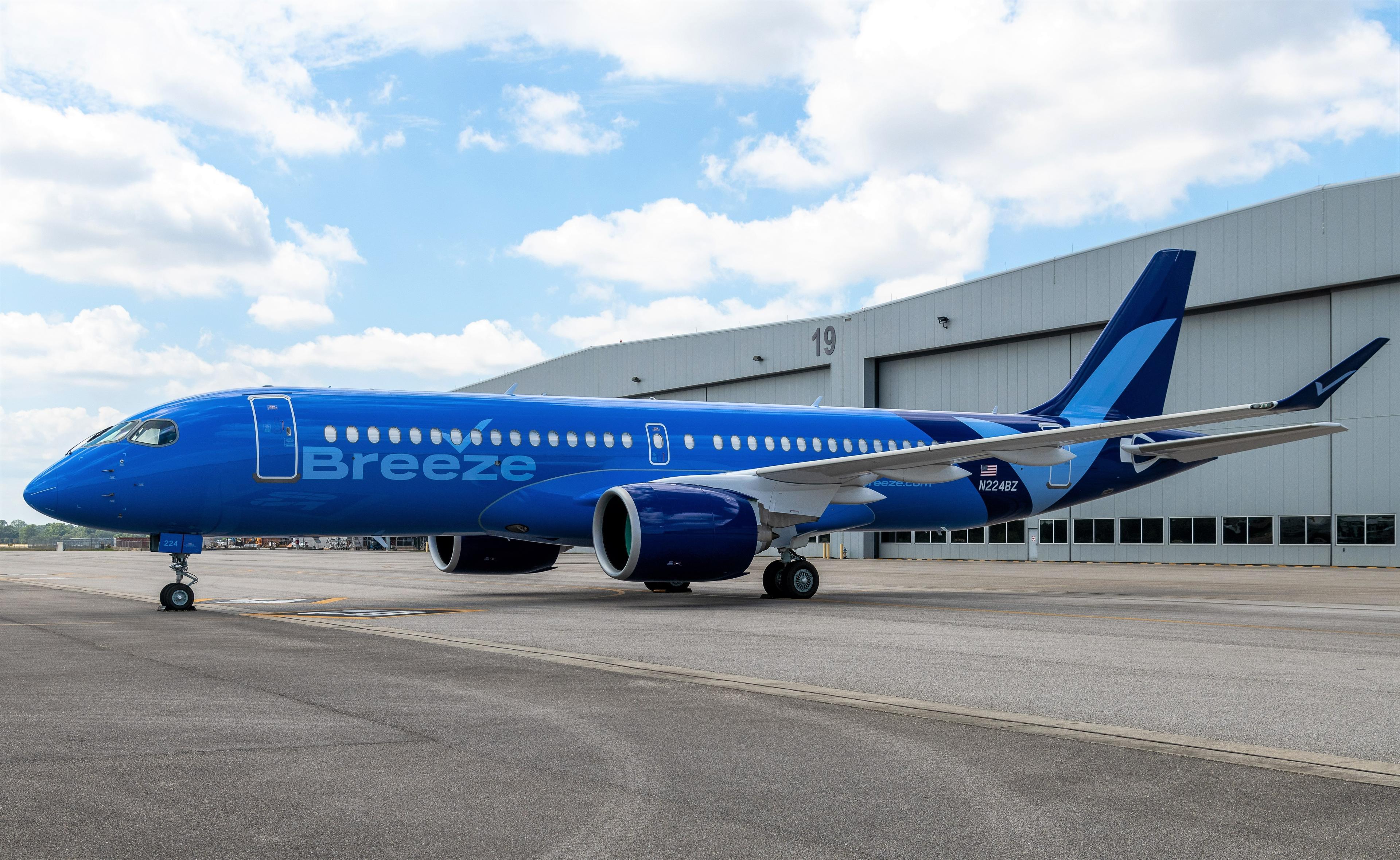 Breeze Airways discloses order for 10 additional A220 aircraft; announces all-A220 commercial ...